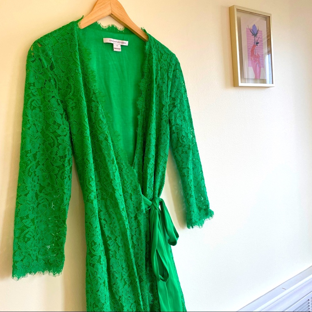 Dvf Lace Wrap Dress - Gem